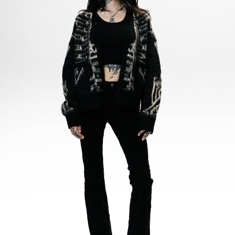 REVERSE SKELETON OVERSIZED CARDIGAN - WOMENS & OTHER