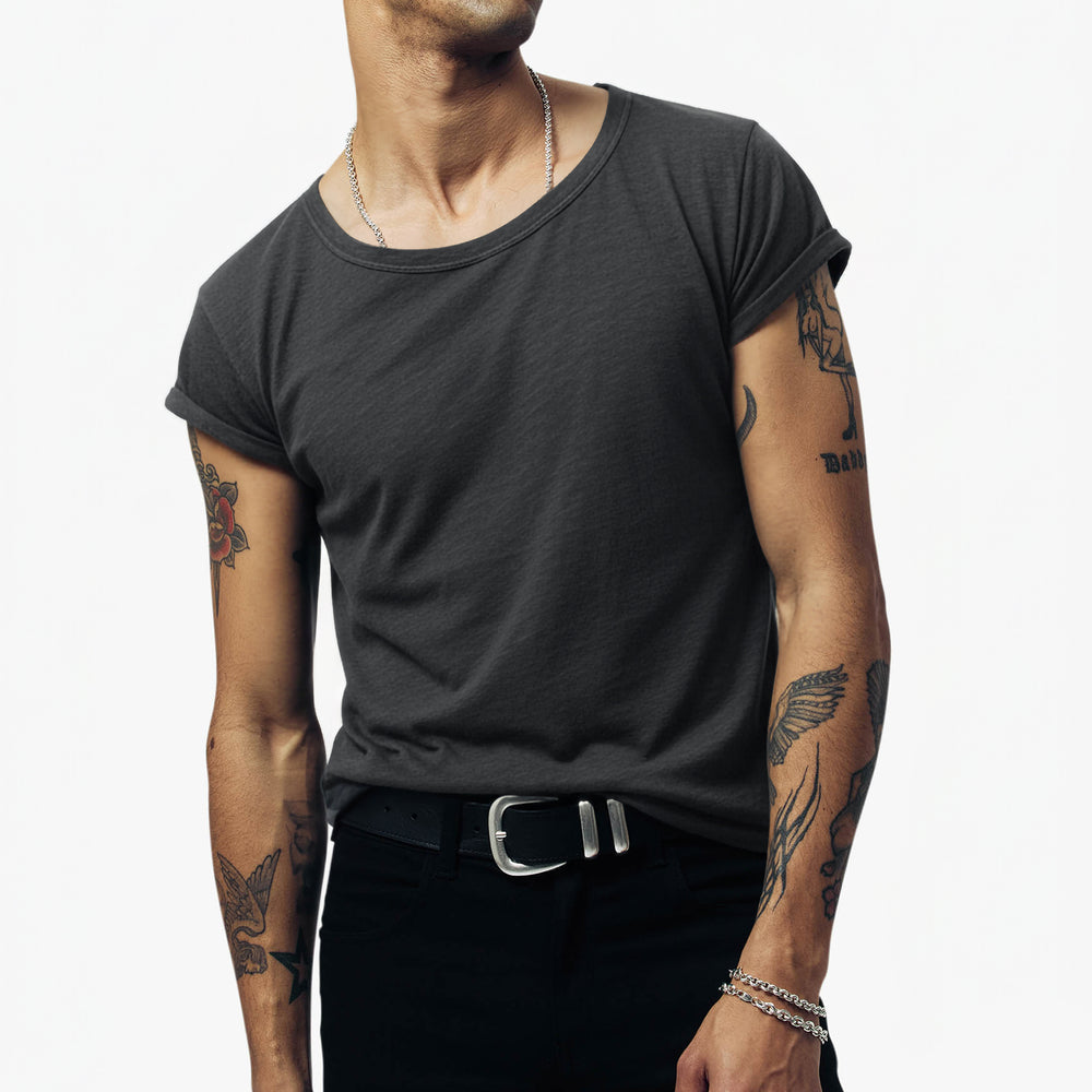 Lazarus Scoop Neck T-Shirt - Gun Metal Grey & OTHER