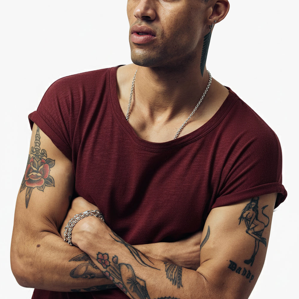 Lazarus Scoop Neck T-Shirt - Oxblood & OTHER