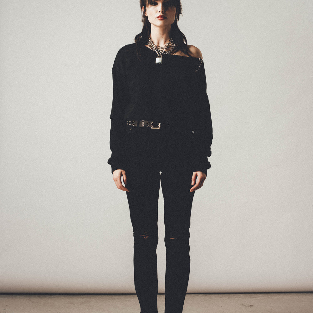 SAFETY PIN SWEATSHIRT | BLACK & OTHER